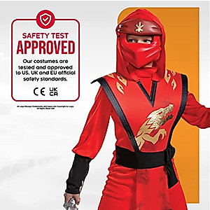 LEGO Ninjago Kai Jumpsuit Deluxe Child Costume For Boys, Red & Black, Kids Size Small (4-6)