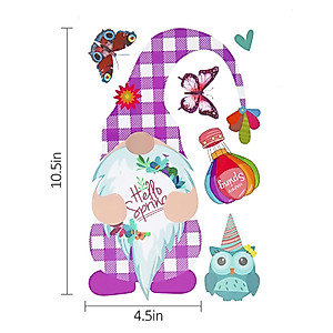 9 Sheets Spring Gnome Static Window Clings- Double Sided Faceless Doll Flowers Butterfly Window Decals Stickers in 9 Styles Party Favors for Spring Home Cafe Restaurant Glass Door Window Decors