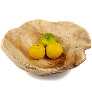 EWEIGEER Wooden Fruit Salad Serving Bowl Hand-Carved Root Bowls Creative Living Room Real Wood Candy Bowl 8"-10"
