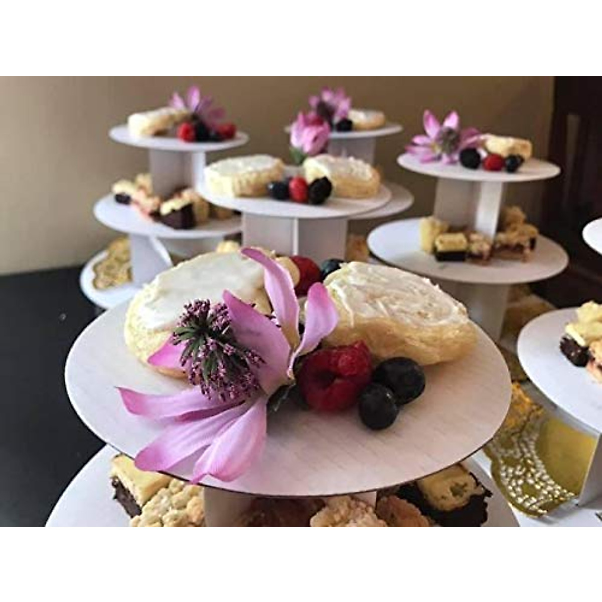 Tytroy 3 Tier White Round Cardboard Cup Cake Holder Stand Dessert Tower Pastry Serving Platter