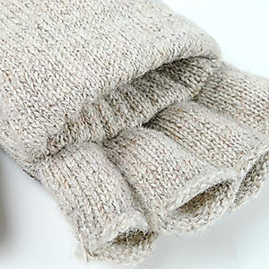 Illinois Glove Company 360L Rag Wool Glomitt Flip Mitten 3M Thinsulate Lined Soft Leather Grip Palm L Tan, Soft Leather Palm for Grip, Elastic Wrist, Mitten Flips Open to Expose Fingerless Gloves