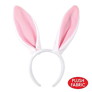Soft-Touch Bunny Ears (white & pink) Party Accessory (1 count) (1/Pkg)