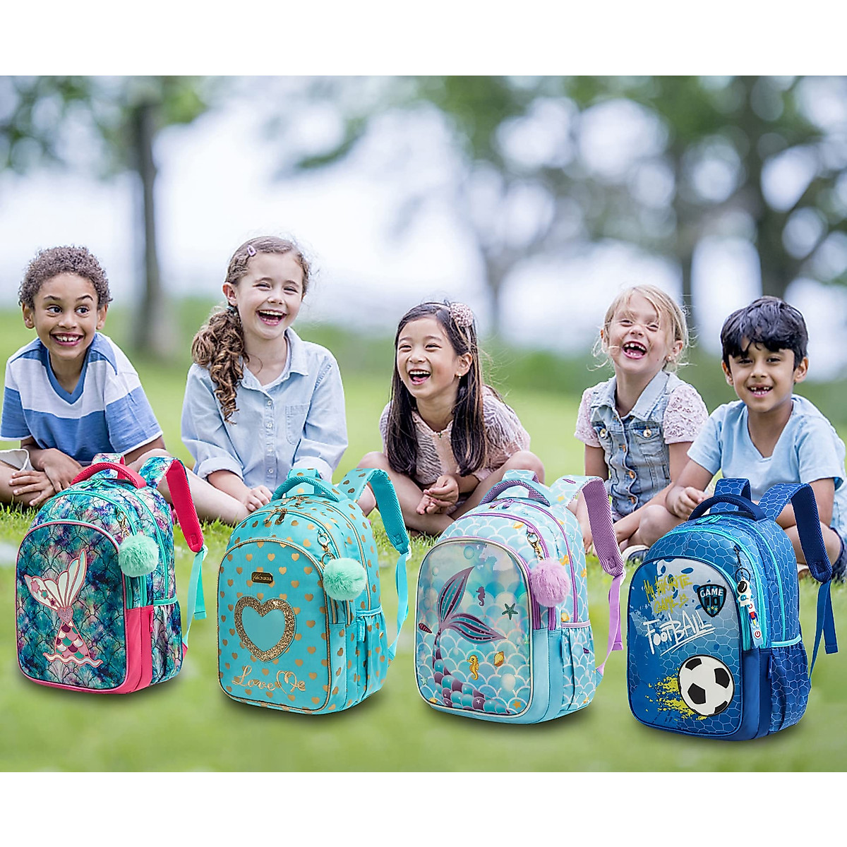 MOHCO Kids Backpack 17inch with Lunch Bag and Pencil Case Lightweight School Backpack for Teens, Girls, Boys, Elementary and Middle school