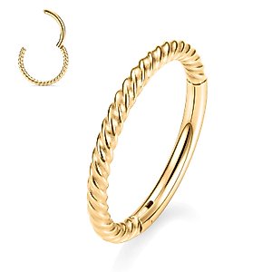 AROWRO Rook Helix Daith Cartilage Tragus Earrings Nose Ring 16G 6mm Stainless Steel Gold Sleeper Earring Septum Clicker Conch Piercing Jewelry