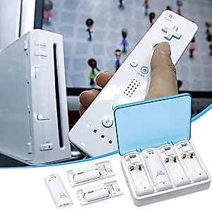 Wii Controller Motion Plus with Nunchuck and Wii Charging Station with 4 Rechargeable Batteries