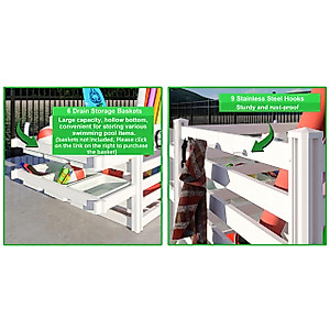 FENCETECH 63" L x 46" W x 38" H Vinyl Poolside Deckbox Storage Organizer, Pool Storage Equipment Organizer Holder (No Baskets)