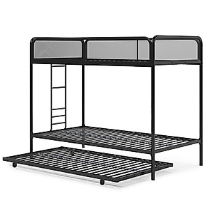 DHP Triple Metal Bunk Bed Frame, Black, Twin