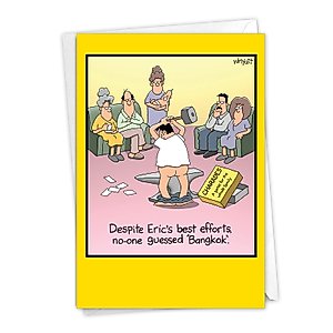 NobleWorks - 1 Funny Card for Happy Birthdays - Hilarious Cartoon Notecard with Envelope, Bday Celebration (Buyer Discretion Advised) - Bangkokless 8394