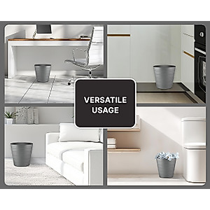 Zuvo Plastic Paper Bin 8L - Shatter-Proof Waste Basket for Office Desk & Bedroom Bin - Ideal Paper Bin with Wave Design - Grey