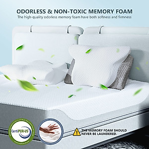 ZAMAT Adjustable Memory Foam Neck Pillow for Pain Relief - With Cooling Pillowcase, Orthopedic Contour for Side, Back, Stomach Sleepers