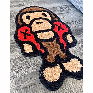 LUXAPE Baby Milo BAPE Rug - X Kawed rug - Handmade & Premium- 30in W * 20in L (75 * 50cm) - Hypebeast Rug - Anime Rug - Preppy Decor - Bape Decor - A Bathing APE - Luxape Rug (Baby Milo)