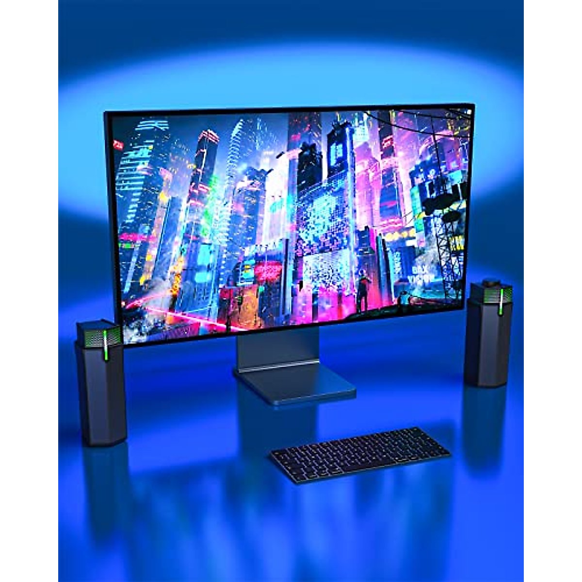 Jeecoo M20 Bluetooth Computer Speakers for PC Desktop Monitor, Gaming PC Sound Bar - Wired USB-Powered, Superb Stereo Sound, with LED Lighting - Combine/Separate to Customize Your Desk