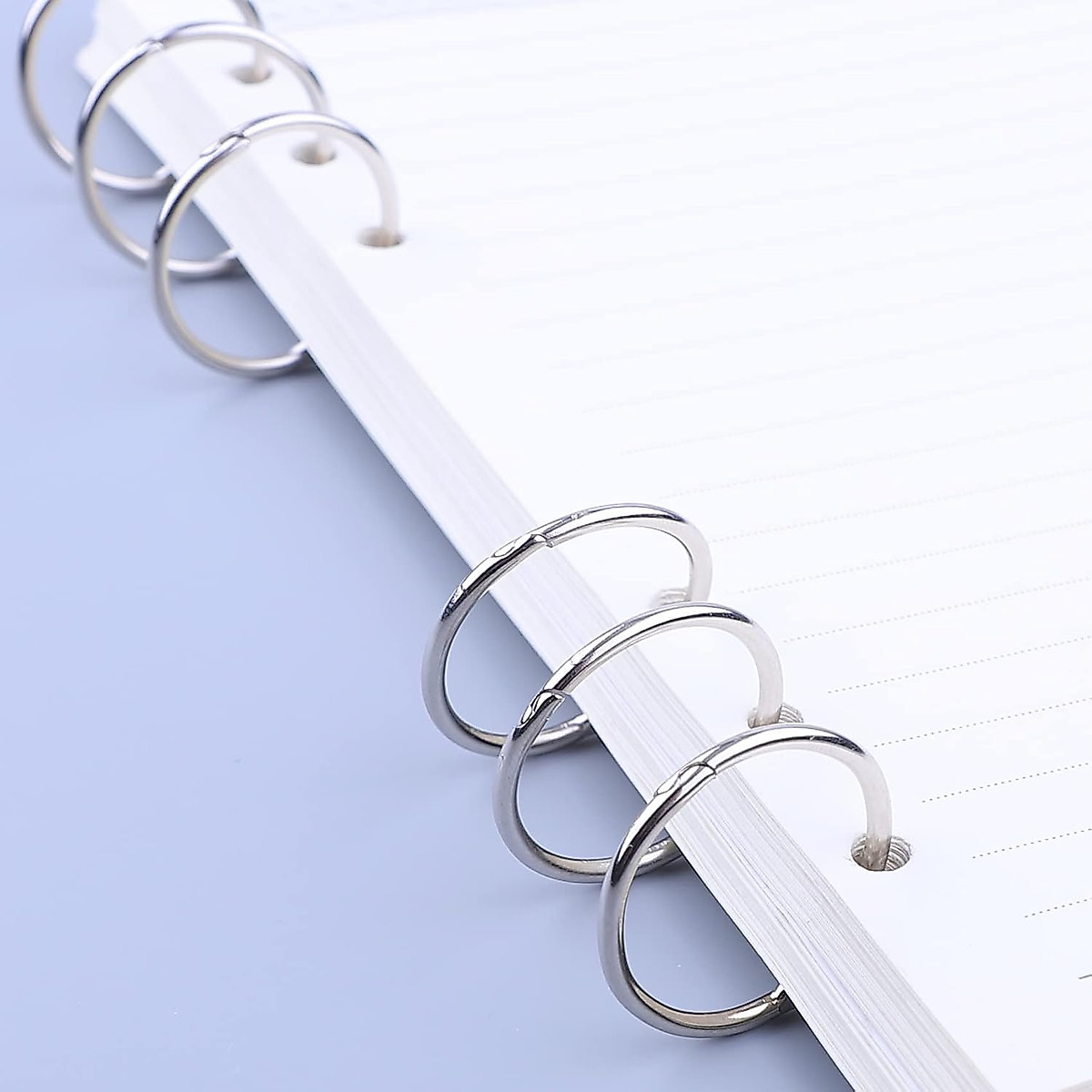 AKONEGE 0.75 Inch Loose Leaf Binder Rings, Small Office Book Rings, Nickel Plated Steel Binder Rings, Keychain Key Rings, Metal Book Rings, Silver, for School, Home, Office (50-Pack)