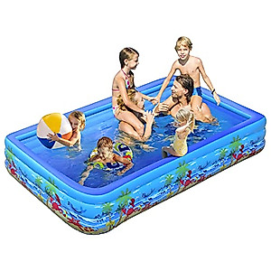 FUN LITTLE TOYS 118" x 72" x 22" Inflatable Swimming Pool, Oversized Thickened Family Blow Up Pool for Kids and Adults, Above Ground Kiddie Pool for Garden, Backyard, Summer Water Party