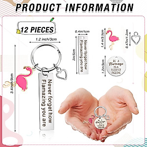 Tondiamo Flamingo Gifts for Women Flamingo Keychain Motivational Keychain Inspirational Gifts for Teacher Mother Women Girls(12 Pcs, Flamingo)