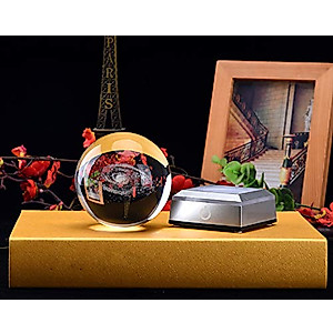 AIRCEE 3D Model of Galaxy Crystal Ball, with Led Lamp Stand, Planets Glass Ball, 6 Colors Light, Great Gifts, Educational Toys, Home Office Decor, Solar System Sphere with Gift Box