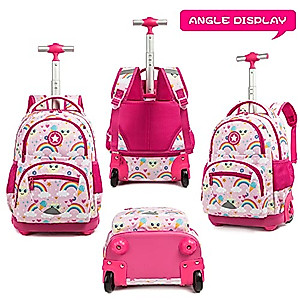 MOHCO Rolling Backpack 16 inch Kids Wheeled School Backpack Set for Boys and Girls