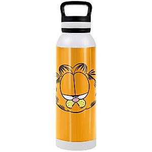 Garfield OFFICIAL Garfield Big Head 24 oz Insulated Canteen Water Bottle, Leak Resistant, Vacuum Insulated Stainless Steel with Loop Cap, White