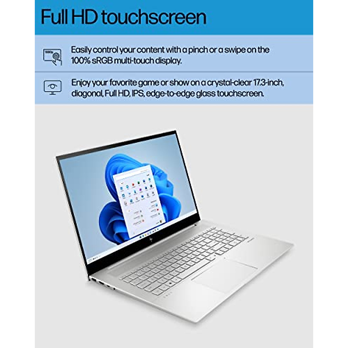 HP Envy Laptop, Intel Core i7-1255U Processor, Intel Iris Xe Graphics, 12 GB RAM Memory, Windows 11 Home Operating System, (17-ch2010, Natural Silver)
