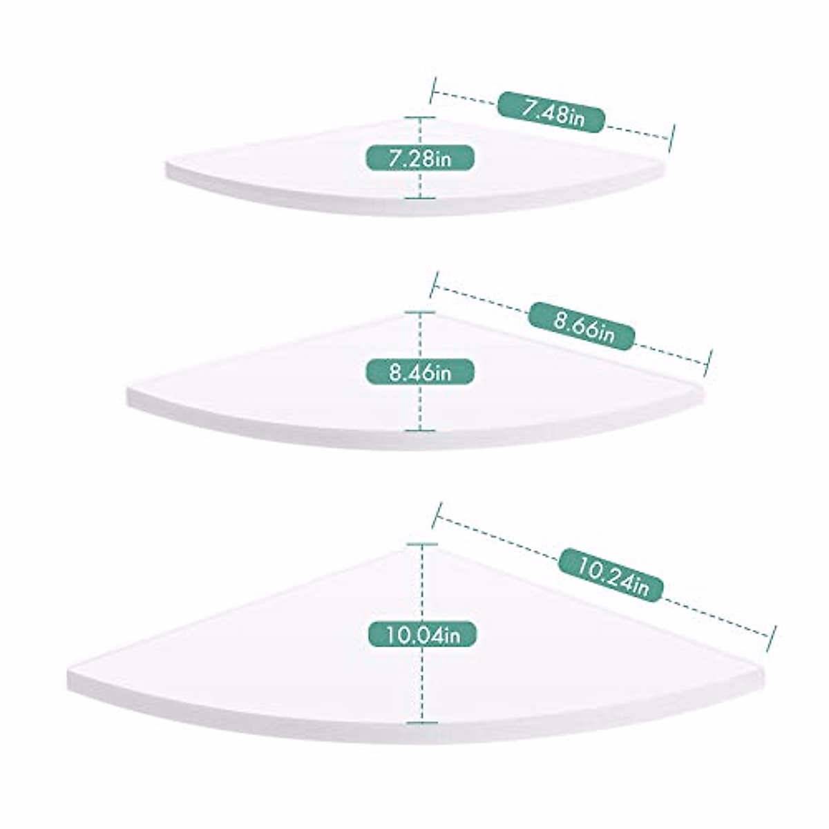 AYNEFY White Corner Wall Shelves,3 Piece Wall Mounted Floating Corner Shelf,Scalloped Floating Bookcase, Wall Display Rack Holder for Bathroom Bedroom Livingroom Kitchen Office (3pcs White)