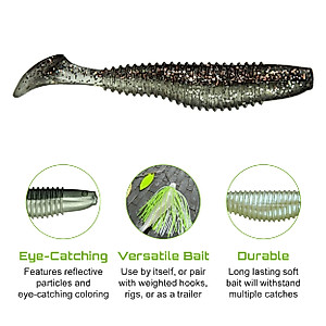 Tackle HD Swim Bait 36-Piece Bass Fishing Soft Plastic Lure Kit with Jig Heads