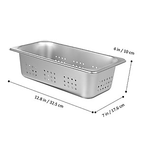 Anneome Stainless Steel Lunch Box Hotel Pans 1/3 Pan Perforated Pan Perforated Hotel Pan Full Size Steam Table Pans Flanera Steamer Tray Steam Table Tray Steamer Pan Silver