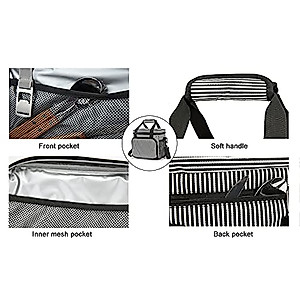 MOV COMPRA 15L Insulated Lunch Bags for Men, Leakproof Lunch Box for Adults, Mens Lunchbox for Work,Picnic,Camping. (24-Can(Stripe))