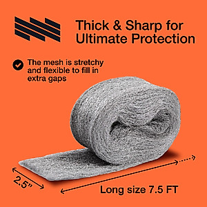 MAPORCH Steel Wool 2 Pack - 3.2" x7.5 Ft Fill Fabric, Gap Blocker, Protects Against Animals in Holes, Pipelines, Wall Cracks, and Vents for Garden, House, Garage