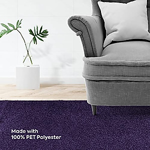 Furnish my Place Modern Plush Solid Color Rug - Purple, 2' x 12', Runner, Pet and Kids Friendly Rug. Made in USA, Area Rugs Great for Kids, Pets, Event, Wedding