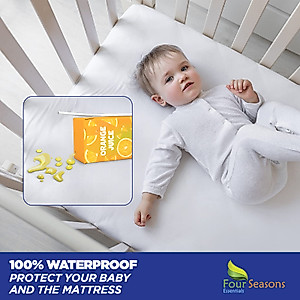 2 Pack Mini Crib Mattress Protector Waterproof Zippered Encasement Cover for Baby, Toddler (Mini Crib Size - 24x38x6)