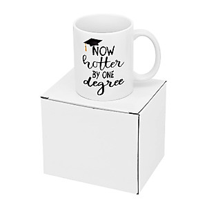 Cabtnca Graduation Gifts for Him Her, Now Hotter by One Degree Mug, Gifts for College High School Graduates, Men's Female College High School Graduation Gifts for Friends, 11 Oz White