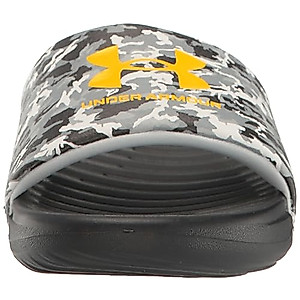 Under Armour Boy's Ansa Graphic Fixed Strap Slide Sandal, (010) Black/Mod Gray/Tahoe Gold, 3 Little Kid