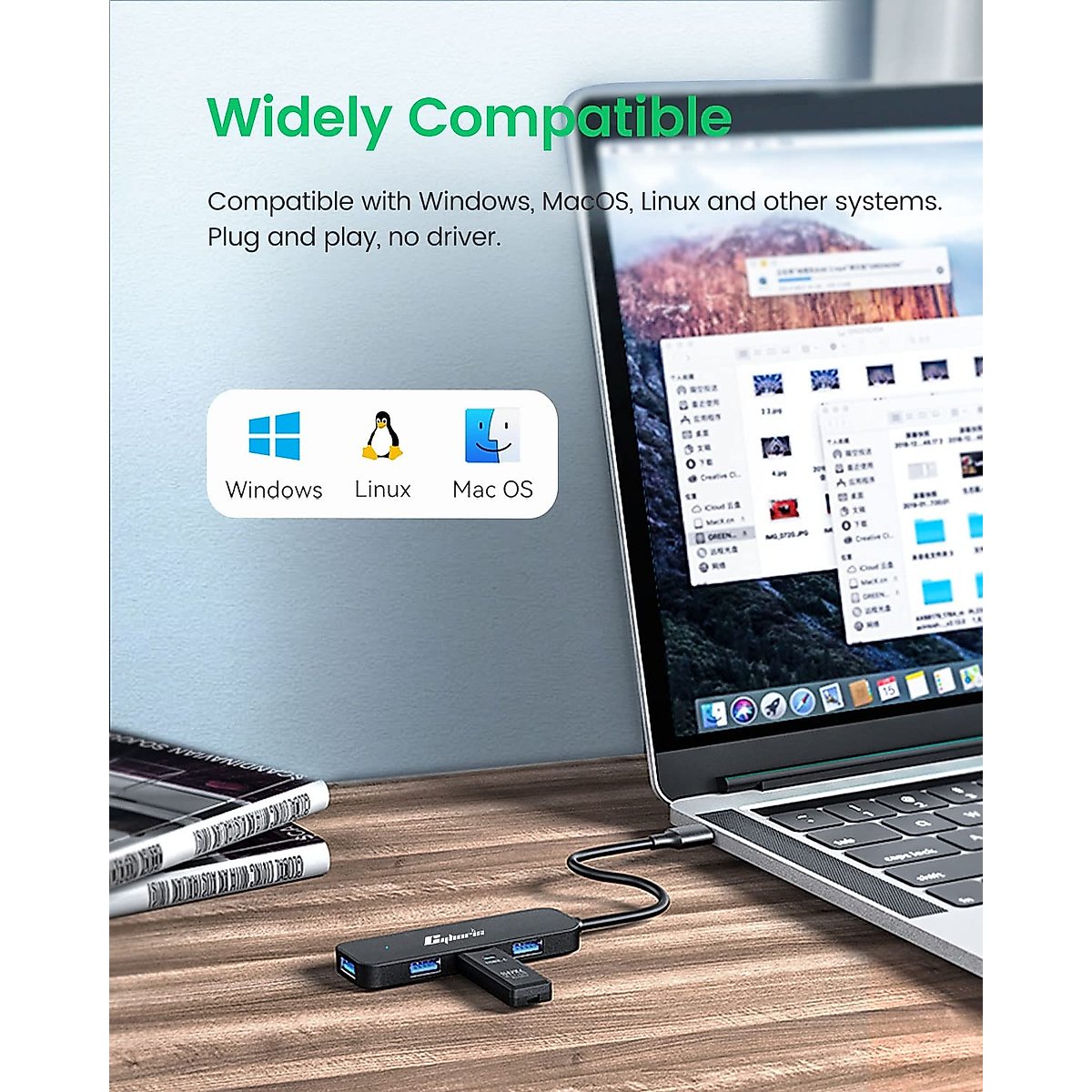 USB 3.0 Hub, 4 Port USB Hub Splitter USB Expander Compatible with MacBook Air, Mac Pro, iMac, Surface Pro, Laptop, PS4, XPS, Xbox, Flash Drive, HDD, Keyborad, Mouse