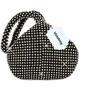 Vistatroy Women's Evening Bag Sparkly Rhinestone Purse Triangle Designer Chain Clutch Purse Bag Party Prom Wedding Purse (A Black)