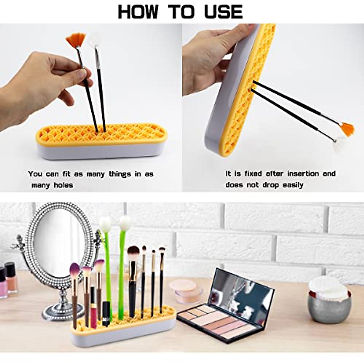 ANRONCH Silicone Makeup Brush Holder, Multi-Purpose Desktop Organizers Make up Brush Stand Holder 5D Diamond Painting Pen Holder Sewing Tool Storage Box Desktop Storage Box for Brush,Painting Brush