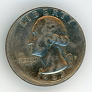 1983 P Washington Broad Struck Error Quarter AU-53