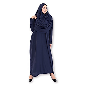 Avanos Prayer Clothes for Muslim Women, Praying Islamic Abaya Niqab Burka Hijab Face Cover Clothing Muslim Dress (Navy Blue, 1)