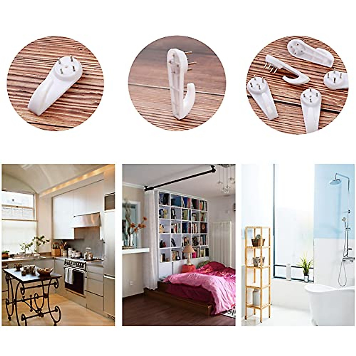 erioctry 20PCS White Durable Non-Trace Wall Picture Hook Powerful Concrete Hard Wall Drywall Picture Hooks Hanging Hook for Picture Photo Frame Clock Hangers