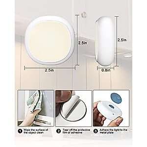 GANA Puck Lights with Remote, Wireless RGBW LED Under Cabinet Lights, 700mAh USB-C Rechargeable Battery Operated Tap Lights, Timed Off, 7 Colors & 3 Modes Dimmable for Closet Bedroom Stairs (1Pack)