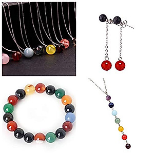 Natural Stone Beads 100pcs Round Genuine Real Stone Beading Loose Gemstones Hole Size 1mm DIY Smooth Bead for Bracelet Necklace Earrings Jewelry Making (Natural Stone Beads Multicolor, 8mm)