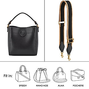 HUADEK Purse Strap Replacement Crossbody Handbag Stripe Wide Adjustable (Black & brown-purse strap)