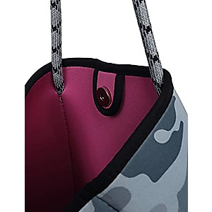 Trymall Beach Bags, Large Capacity Handbag Camo Waterproof Women Casual Fashion Tote (White Red)