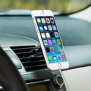 Premium Quality Magnetic Car Mount AC Air Vent Holder for iPhone 7 6 6S, Plus, SE, 5S 5C 5 4S (All Carriers Including AT&T, T-Mobile, Sprint, Verizon, Straight Talk, Unlocked)