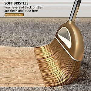 Biniveil Broom and Dustpan Set, Broom and Dustpan Combo Set, Long Handle Broom with Dustpan Combo Set, Stand Up Broom and Dustpan for Home, Heavy Duty Broom for Kitchen Offices