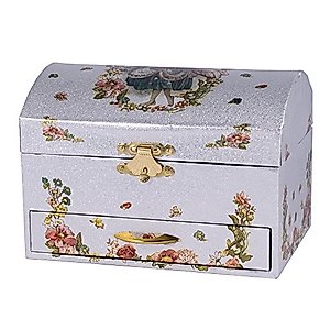 Children's Musical Jewelry Music Box Spinning Ballerina Flowers Plays Swan Lake