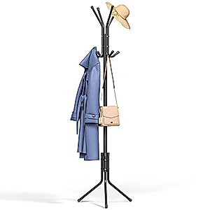 Z&L HOUSE Coat Rack Freestanding, Practical Metal Coat Tree Stand With 8 Hooks, Standing Coat Racks for Bedroom Living Room Office Hanging Clothes, Hats, Bags(Black)