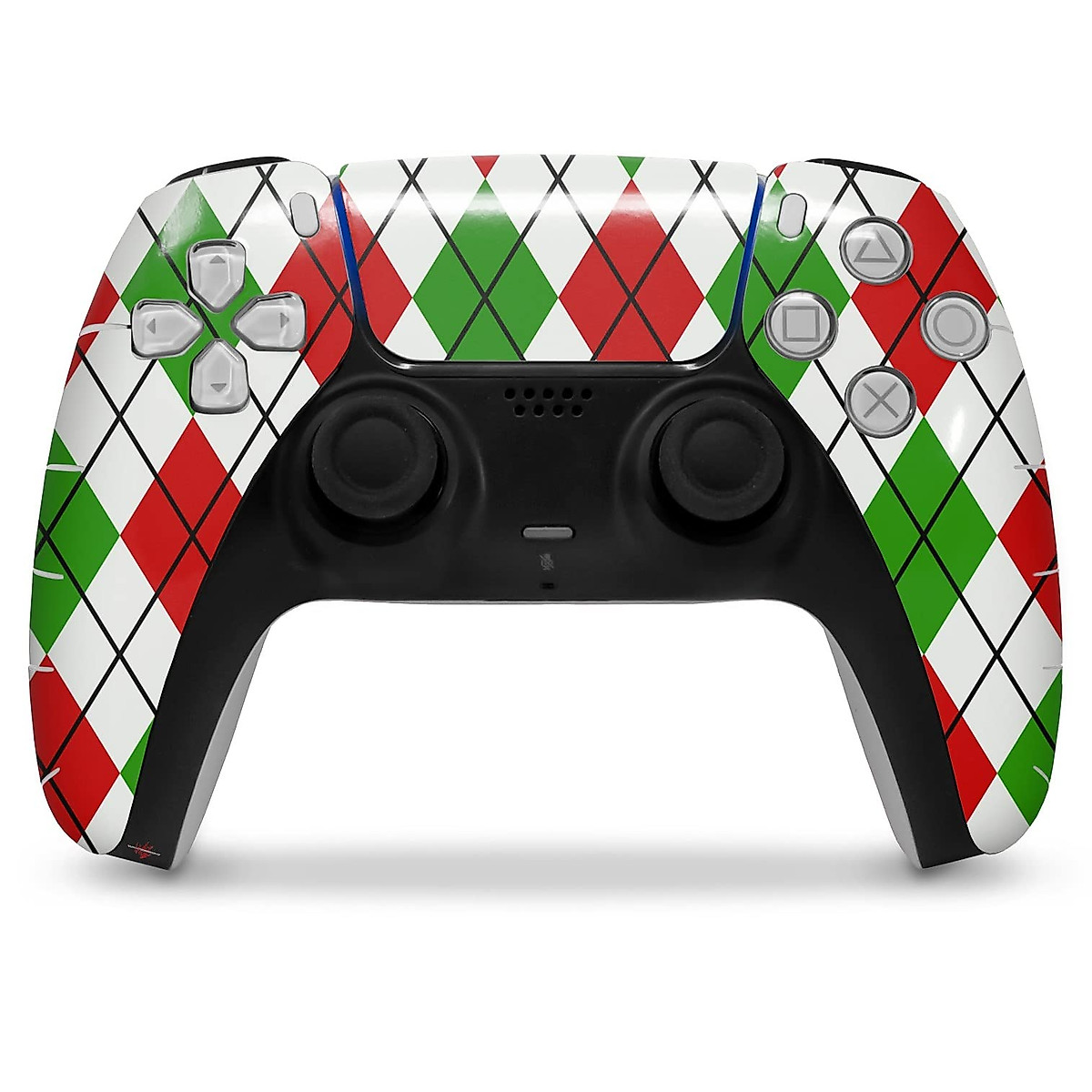 WraptorSkinz Skin Wrap compatible with Sony PS5 DualSense Controller Argyle Red and Green (CONTROLLER NOT INCLUDED)