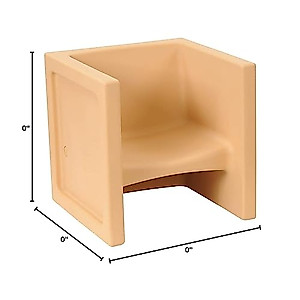 Kaplan Early Learning Versatile Comfortable Natural Cube Chair for Toddlers - Kids Lightweight, Waterproof, Reversible Seat