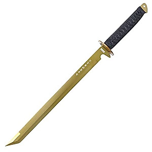 S.S. Fixed Knives 27 inches Titanium Gold Sword Full Tang Tanto Blade Machete Katana Japanese + Free eBook by Survival Steel