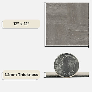 Nexus Self Adhesive 12-Inch Vinyl Floor Tiles, 20 Tiles - 12" x 12", Charcoal Grey Wood Pattern - Peel & Stick, DIY Flooring for Kitchen, Dining Room, Bedrooms & Bathrooms by Achim Home Decor